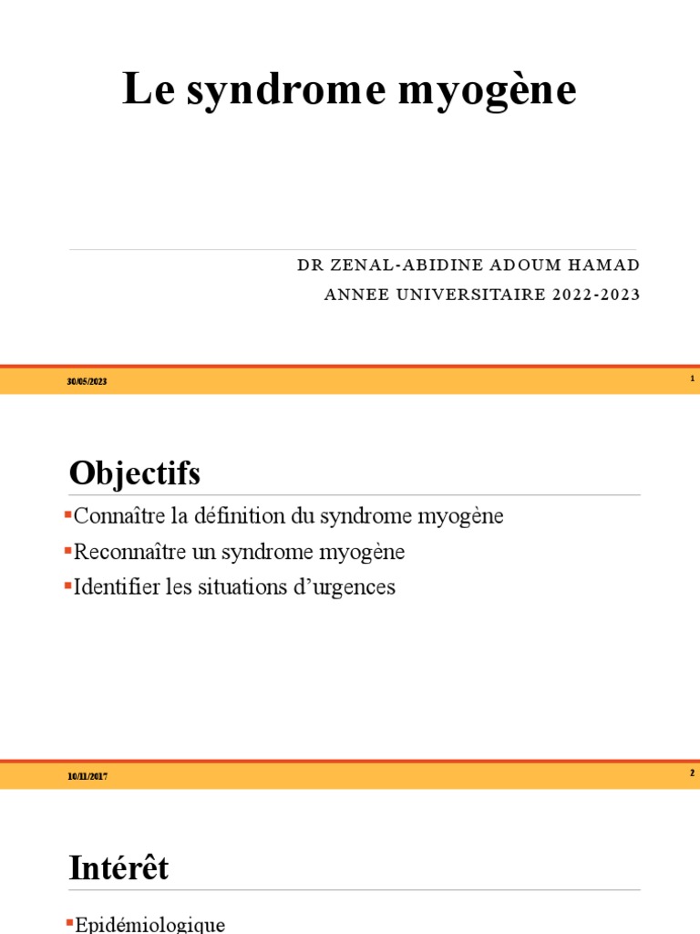 Syndrome Myogène_Dr Zenal-Abidine 2023-1 | PDF | Muscle squelettique ...