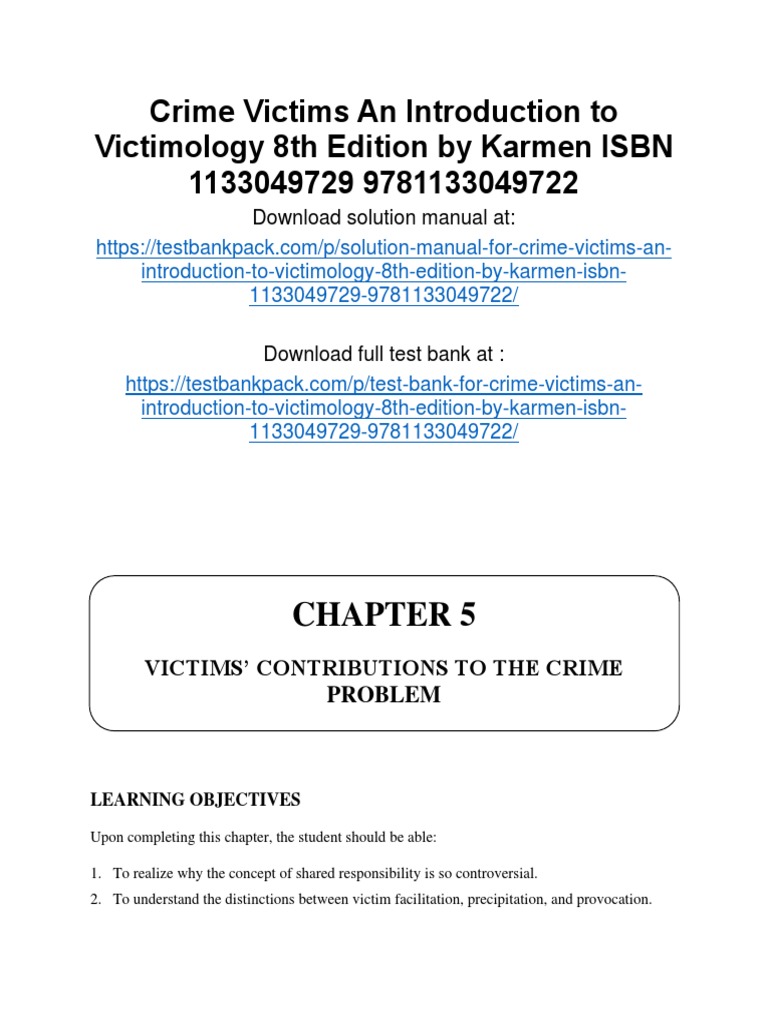 Crime Victims An Introduction To Victimology 8th Edition Andrew Karmen ...