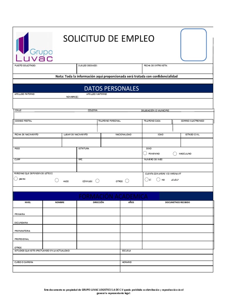 Solicitud de Empleo Editable | PDF