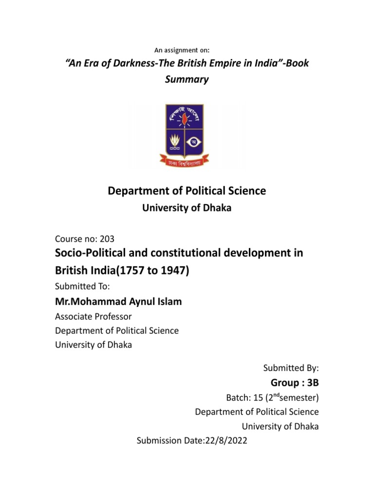 Summary of Tharoor's Era of Darkness | PDF | British Raj | Colonialism