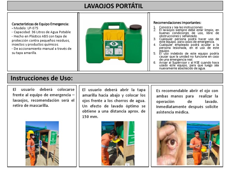 Instrucciones Para Lavaojos Portátil Pdf Agua
