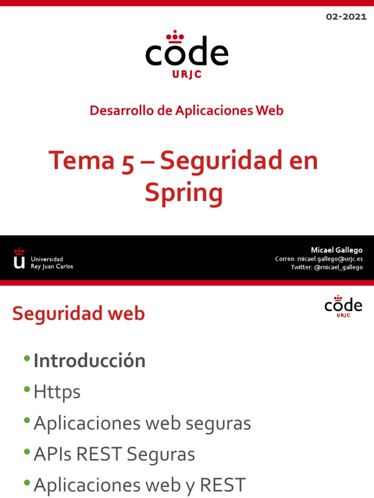 Tema 5 - Seguridad en Spring | PDF