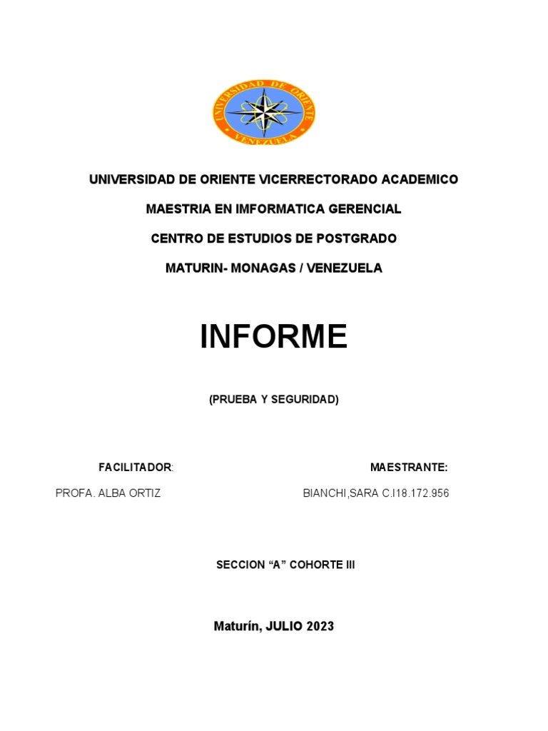 Informe Ii Sara Bianchi | PDF | Seguridad | La seguridad informática
