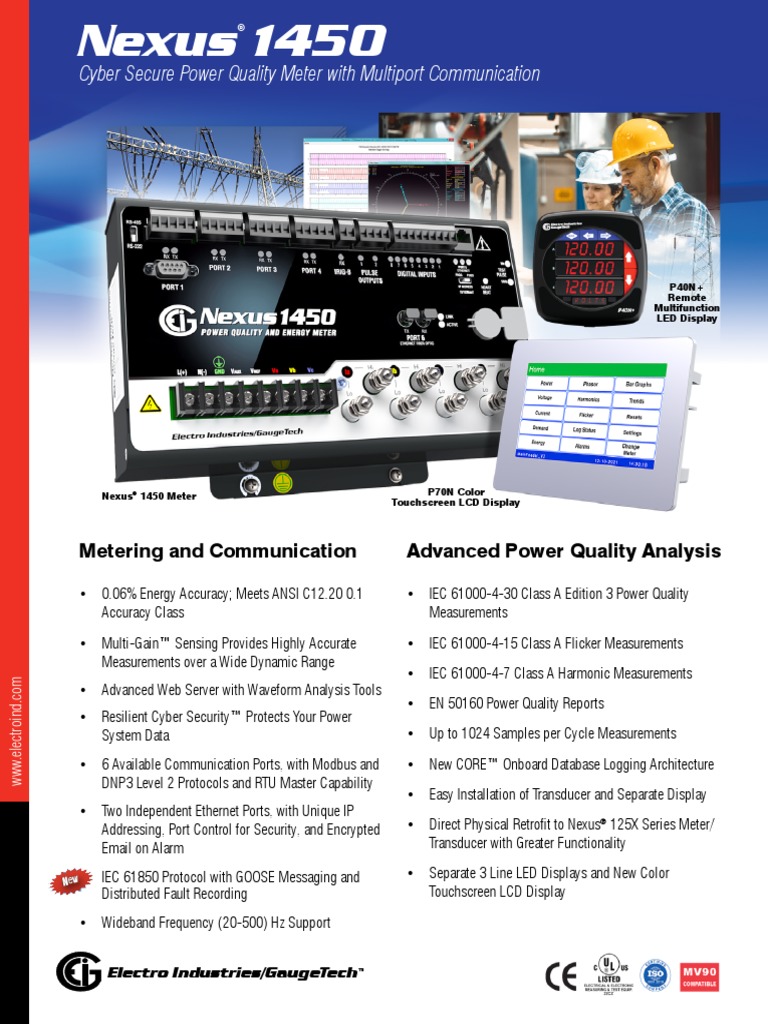 Nexus 1450 Energy Meter Brochure - E171702 | PDF | Programmable Logic ...