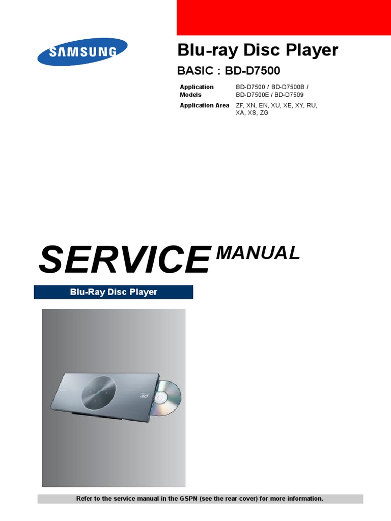 Samsung bd-d7500 bd-d7500b Bd-D7500e bd-d7509 | PDF | Electrostatic Discharge | Blu Ray