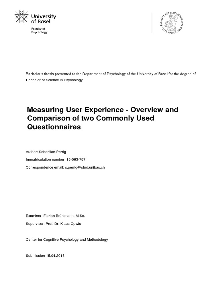 Measuring User Experience (Final Version) - Sebastian Perrig | PDF
