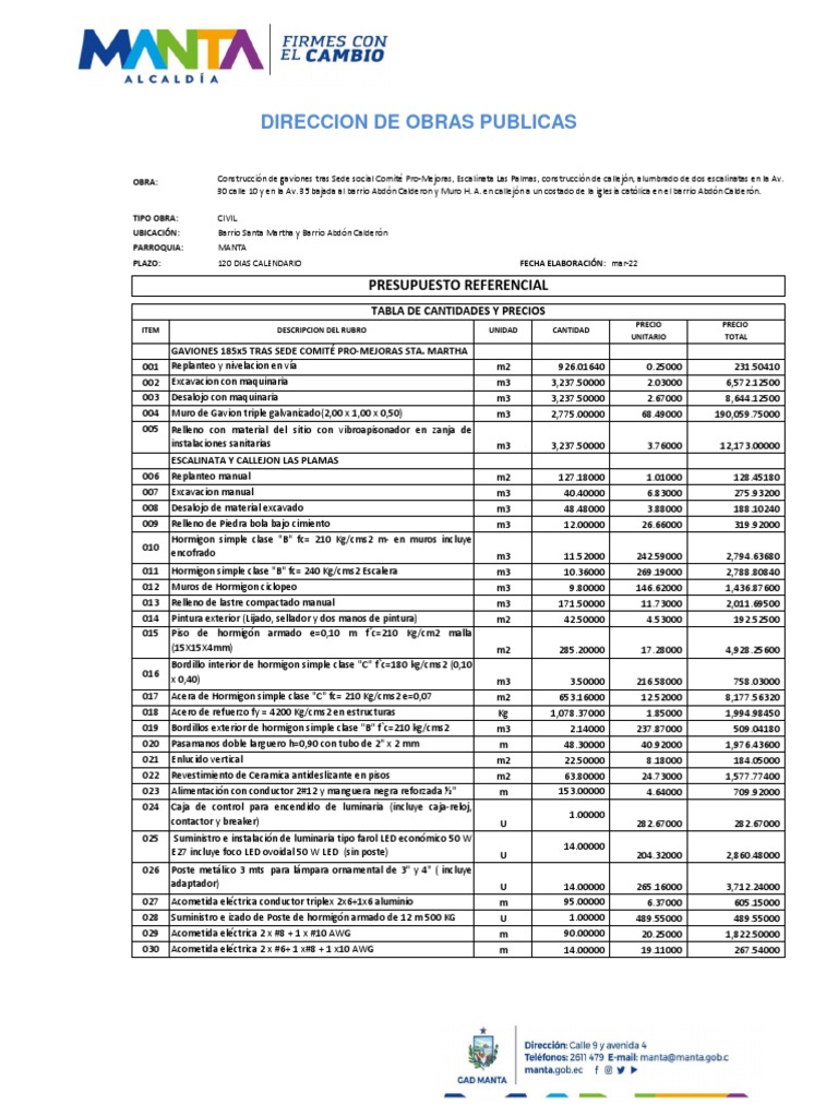 Presupuesto Referencial PDF Ingenier a Estructural Ingeniero Civil