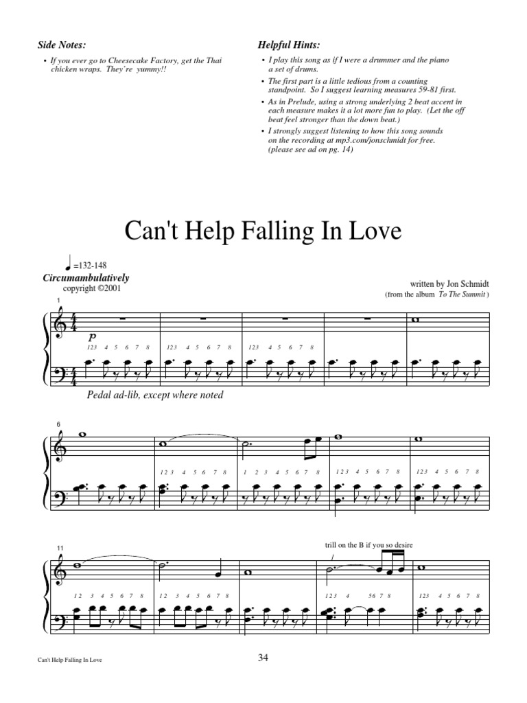 Jon Schmidt Cant Help Falling in Love | PDF | Musical Forms | Musical ...