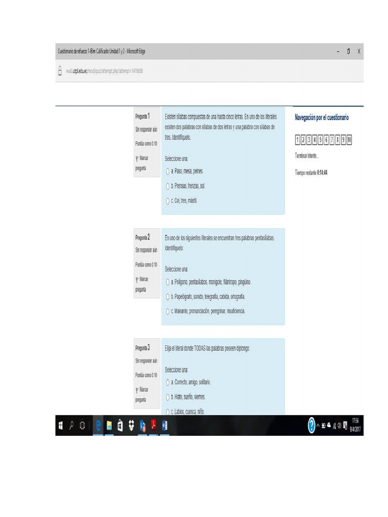Cuestionario # 1 Expresion Oral y Escrita | PDF