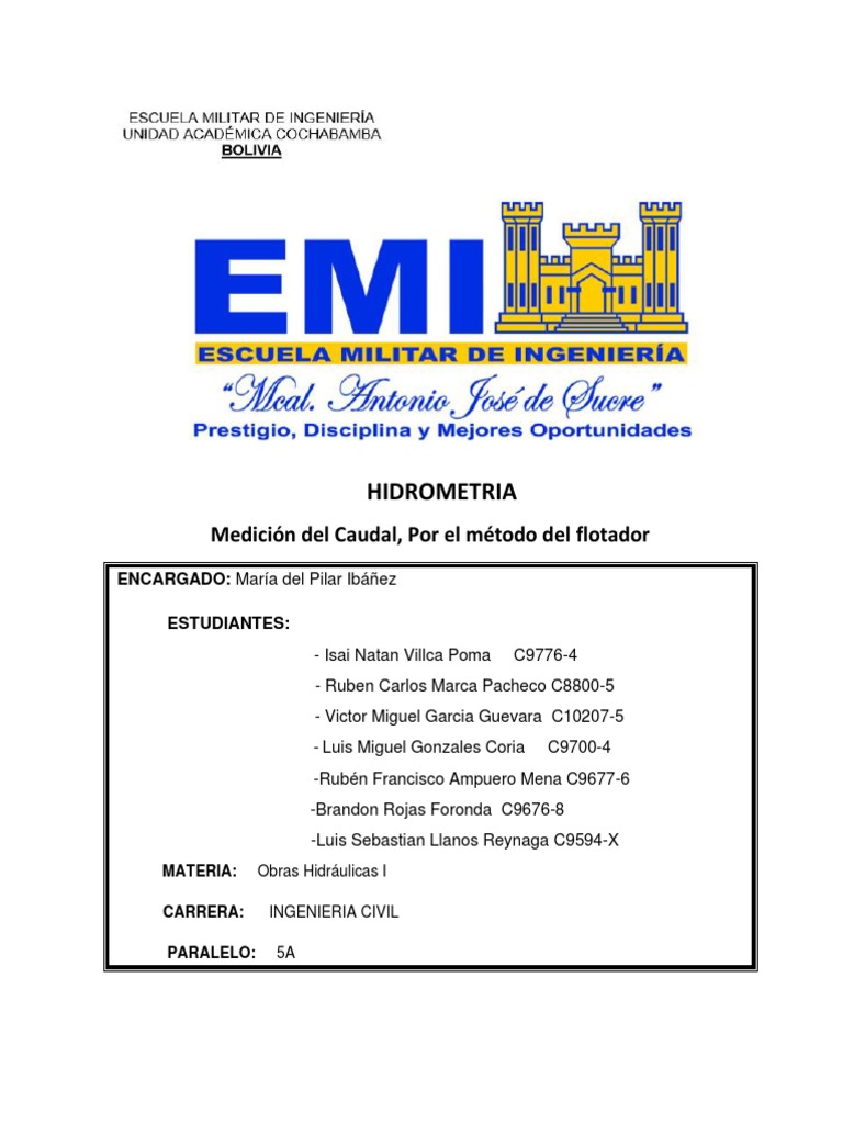 P1 B) Aforo Volumétrico y Aforo Con Flotador en Campo | PDF