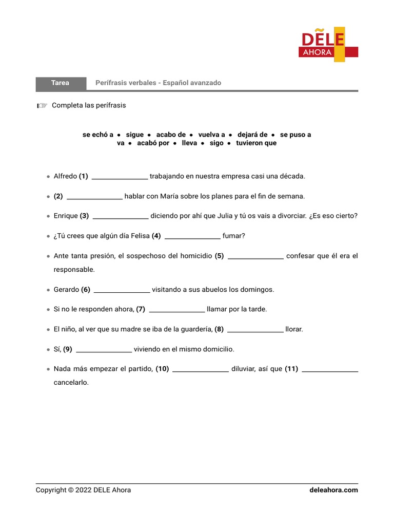 Perifrasis Verbales Espanol Avanzado | PDF