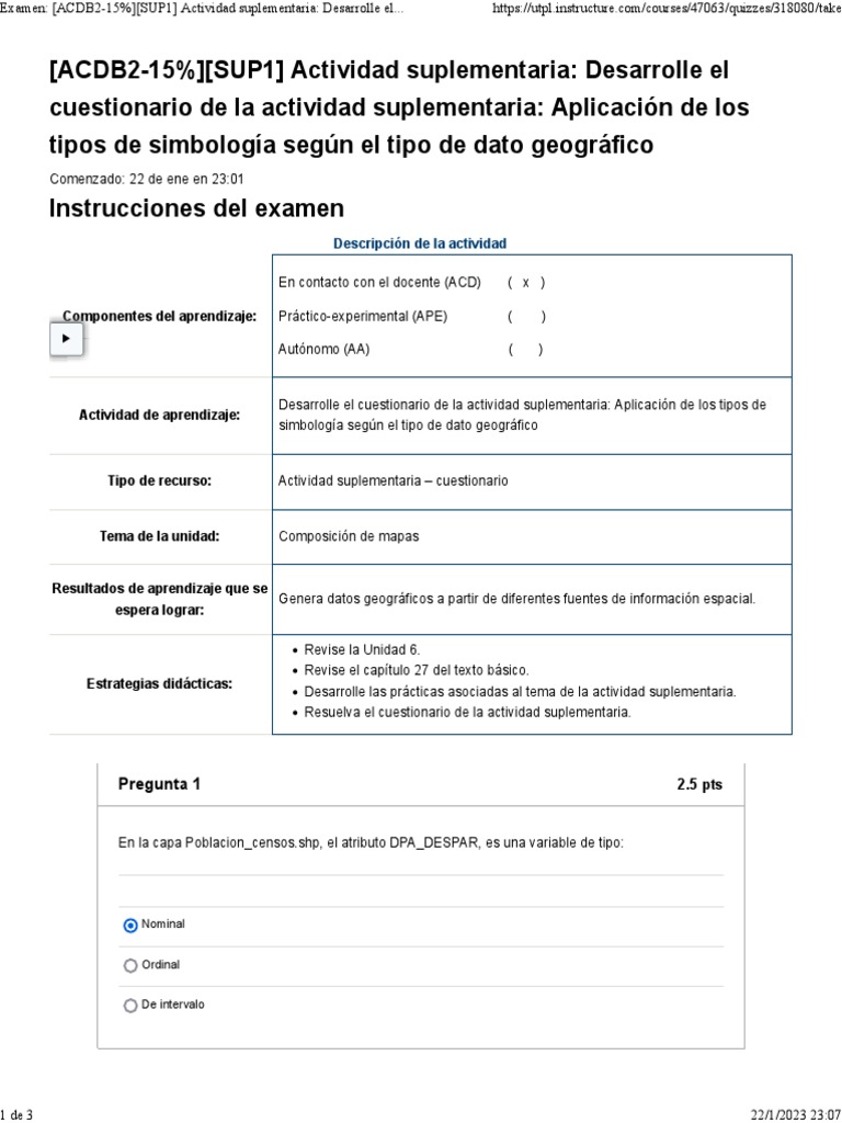 Examen (ACDB2-15 - ) (SUP1) Actividad Suplementaria Desarrolle El ... Examen (ACDB2-15 - ) (SUP1) Actividad Suplementaria Desarrolle El ...