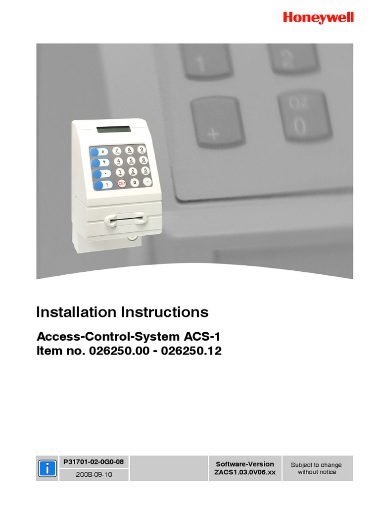 ACS-1-Installationmanual P31701 02 0G0 08 | PDF
