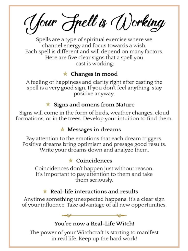 5 Signs Your Spell is Working Spells8 | PDF