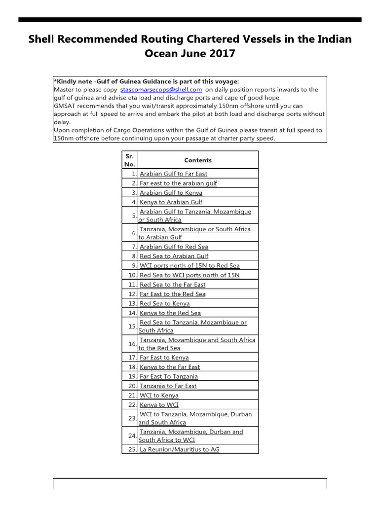 Shell Recommended Routing Chartered Vessels in the Indian Ocean June ...