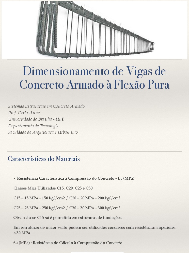 10 - Dimensionamento de Vigas de Concreto Armado À Flexão Pura | PDF