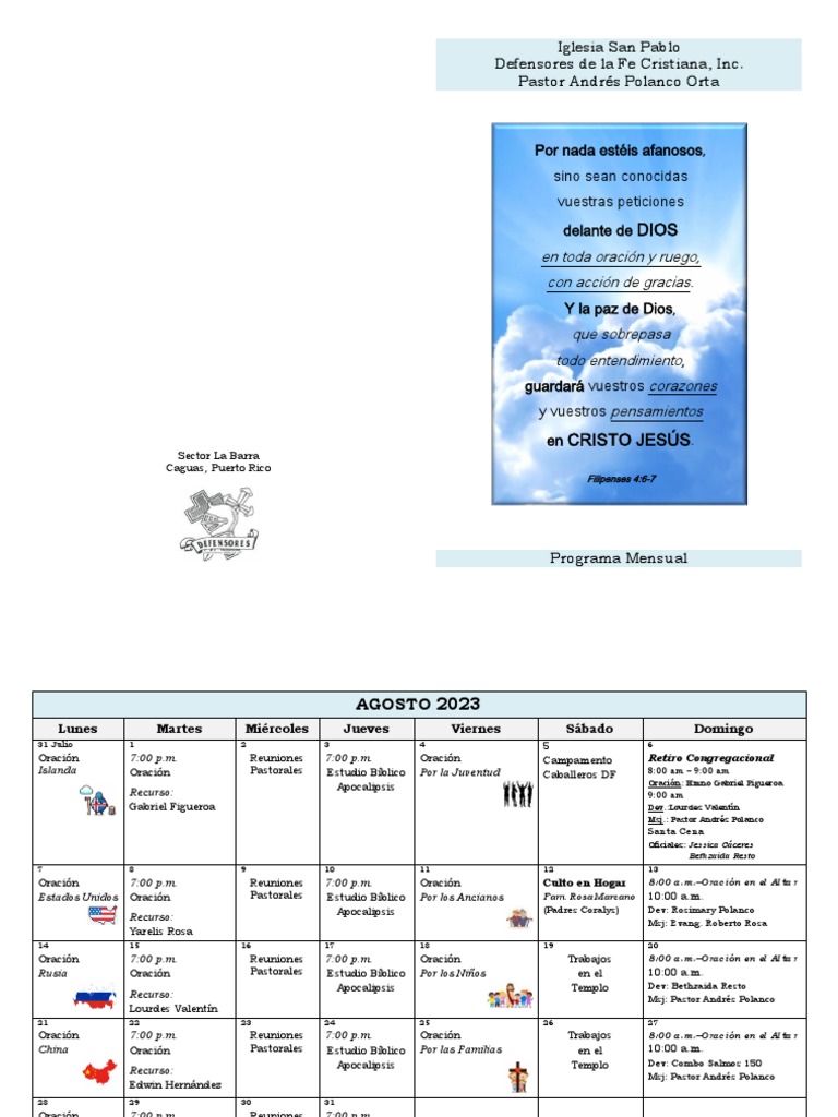 Programa Mensual - AGOSTO 2023 | PDF