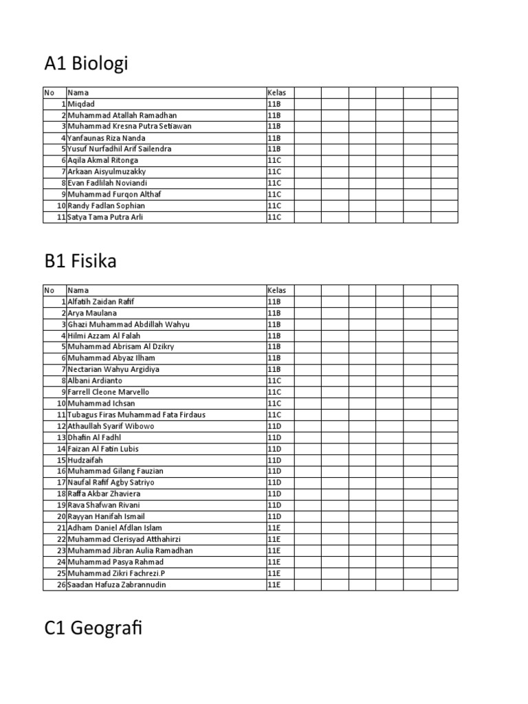 Absensi Moving Class (Excel) | PDF