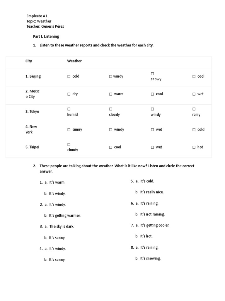 Weather Listening | PDF | Physical Phenomena | Sky