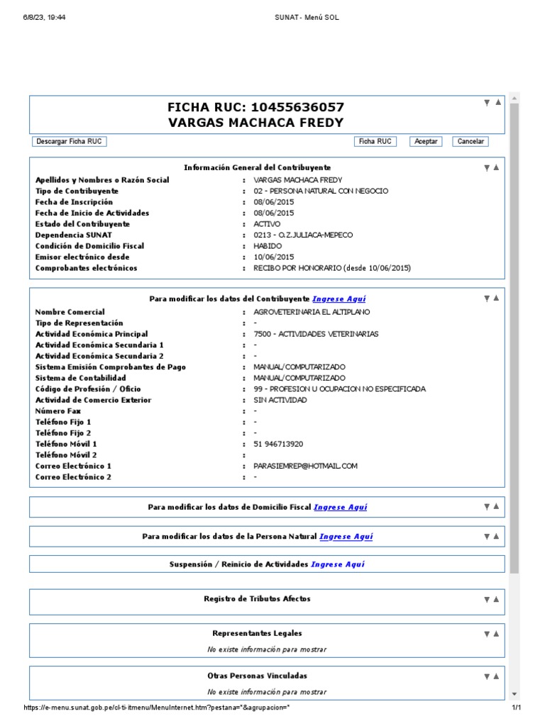 Ficha Ruc de Fredi | PDF
