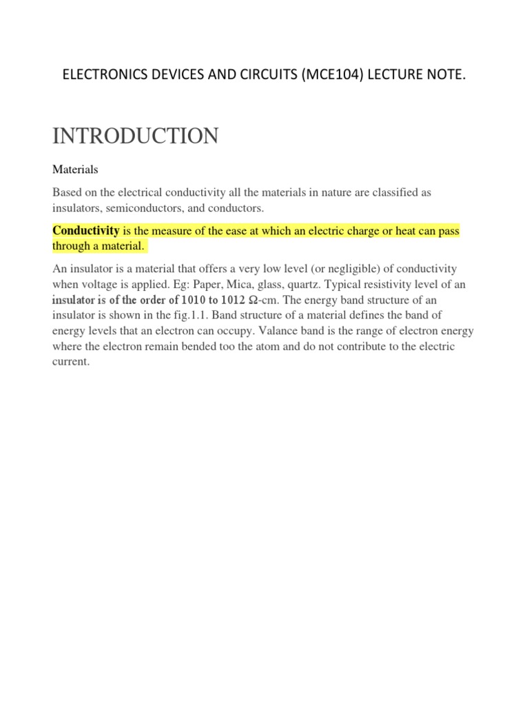 Mce 104 Lecturer Note | PDF