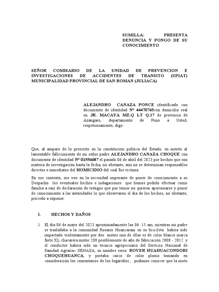 Escrito de Denuncia Alejandro | PDF