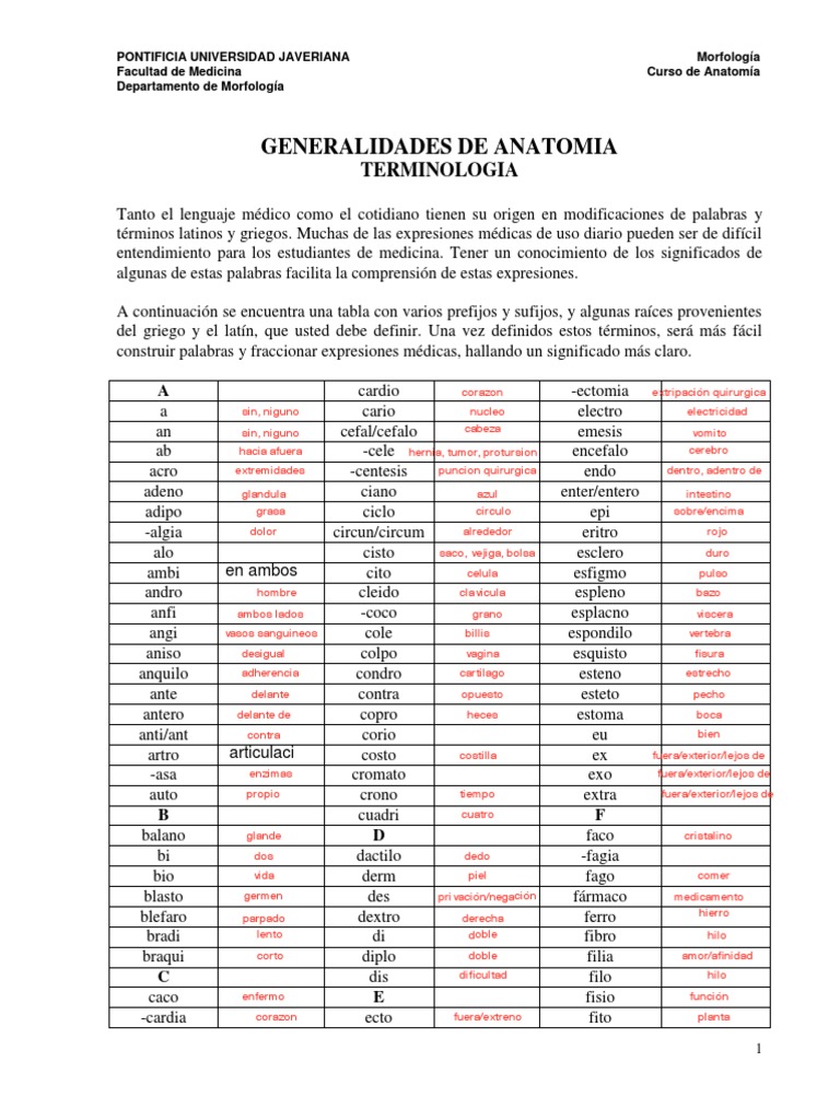 Terminología Médica Esencial | PDF | Anatomía | Especialidades Medicas