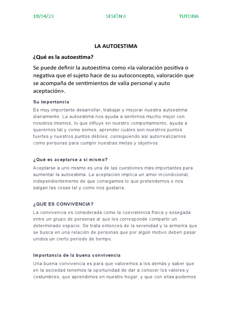 LA AUTOESTIMA | PDF | Autoestima | Sicología