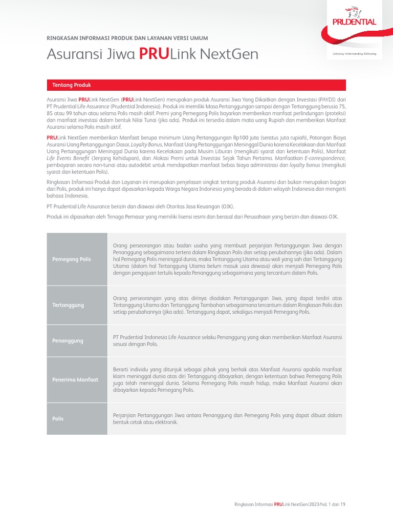 Product Summary PRULink NextGen | PDF