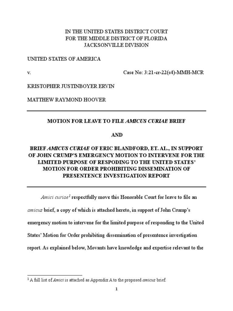 US V Ervin Amicus: Eric Blandford, Et. Al., in Support of John Crump'c ...