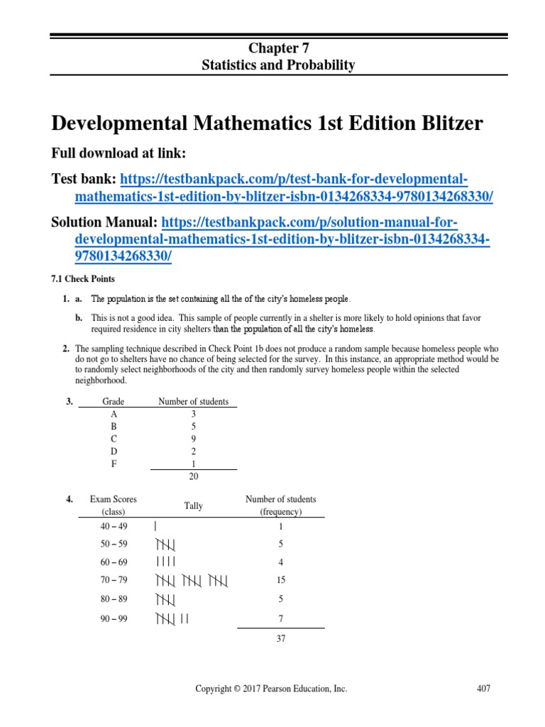 Developmental Mathematics 1st Edition Blitzer Solutions Manual 1 | PDF ...