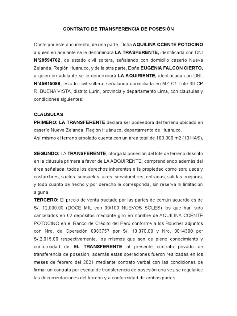 Contrato de Traspaso | PDF