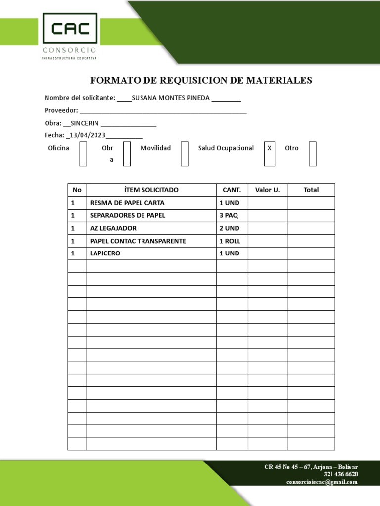 Formatos de Requisicion | PDF