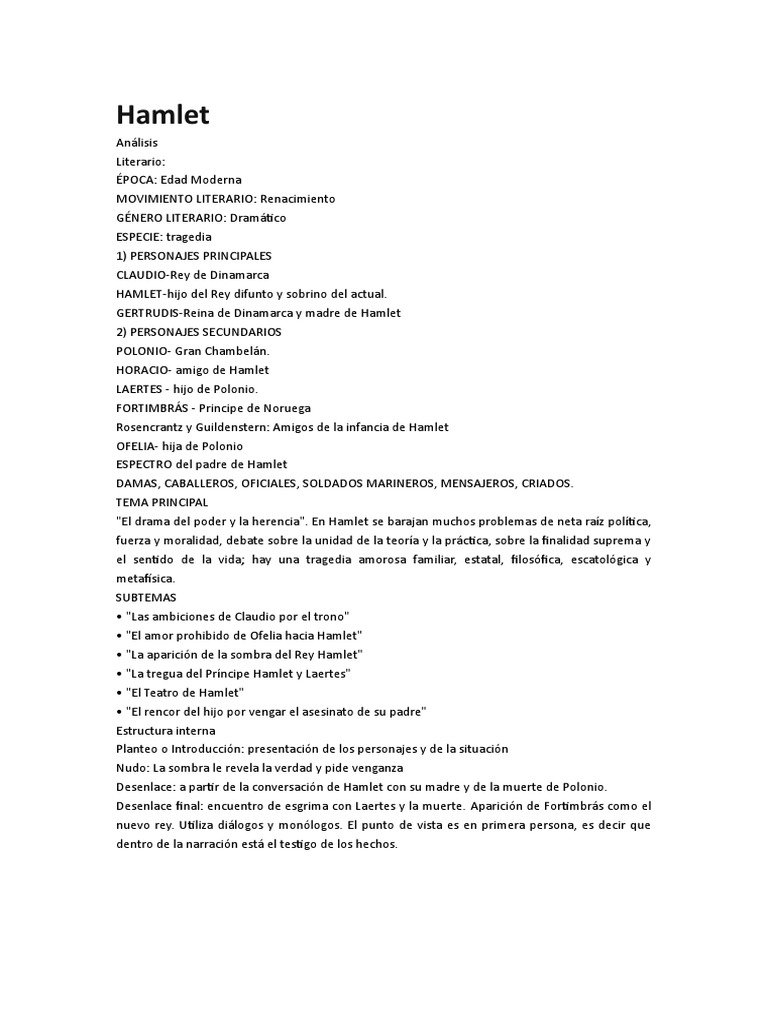 Hamlet | PDF | Aldea | Tragedias de Shakespeare
