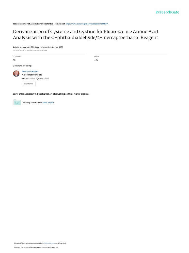 Derivatization of Cysteine and Cystine For Fluorescence Amino Acid ...