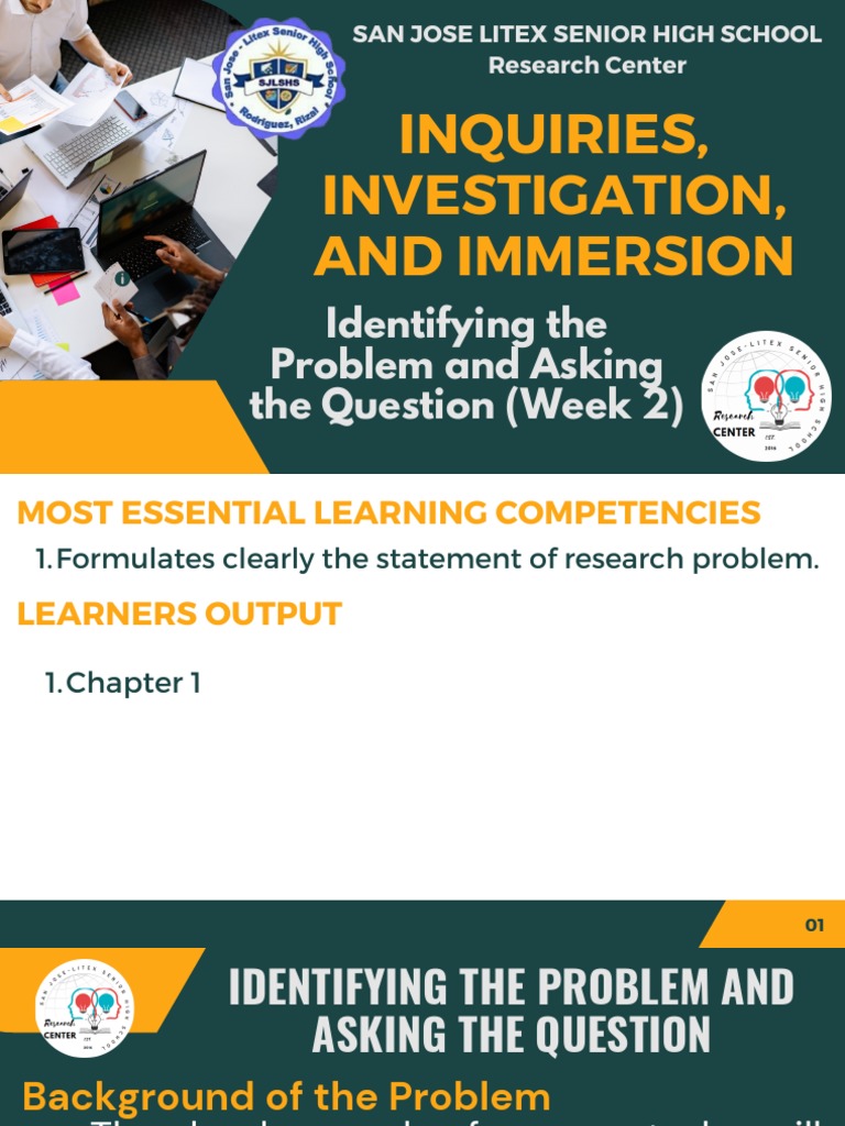 III Lesson 2 Identifying The Problem and Asking The Question | PDF ...