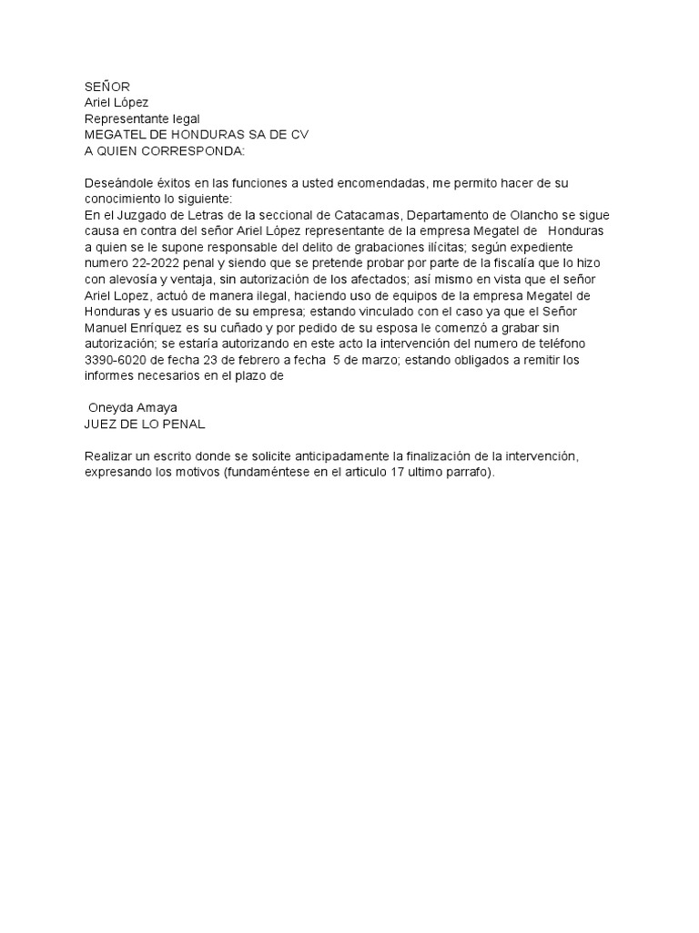 Autorización Oneyda Amaya | PDF