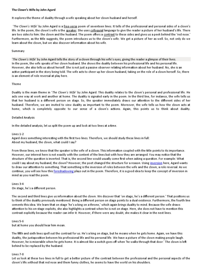 The Clown | PDF | Poetry