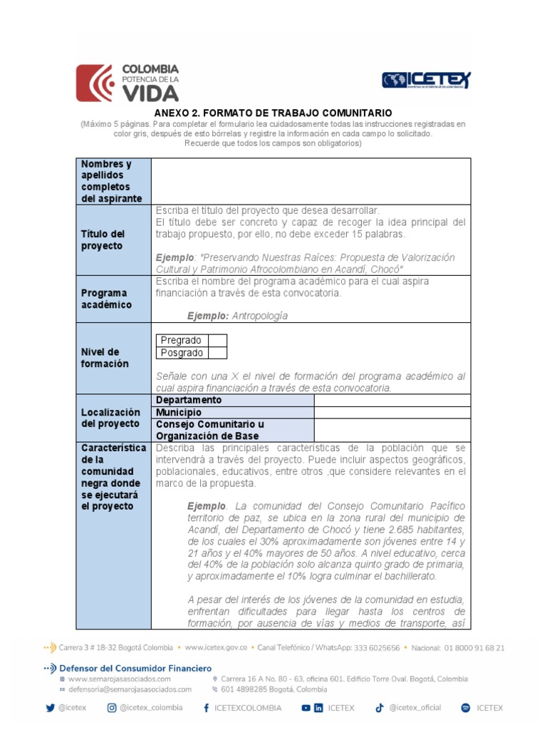 Anexo 2 Formato Trabajo Comunitario | PDF | Conocimiento | Paz