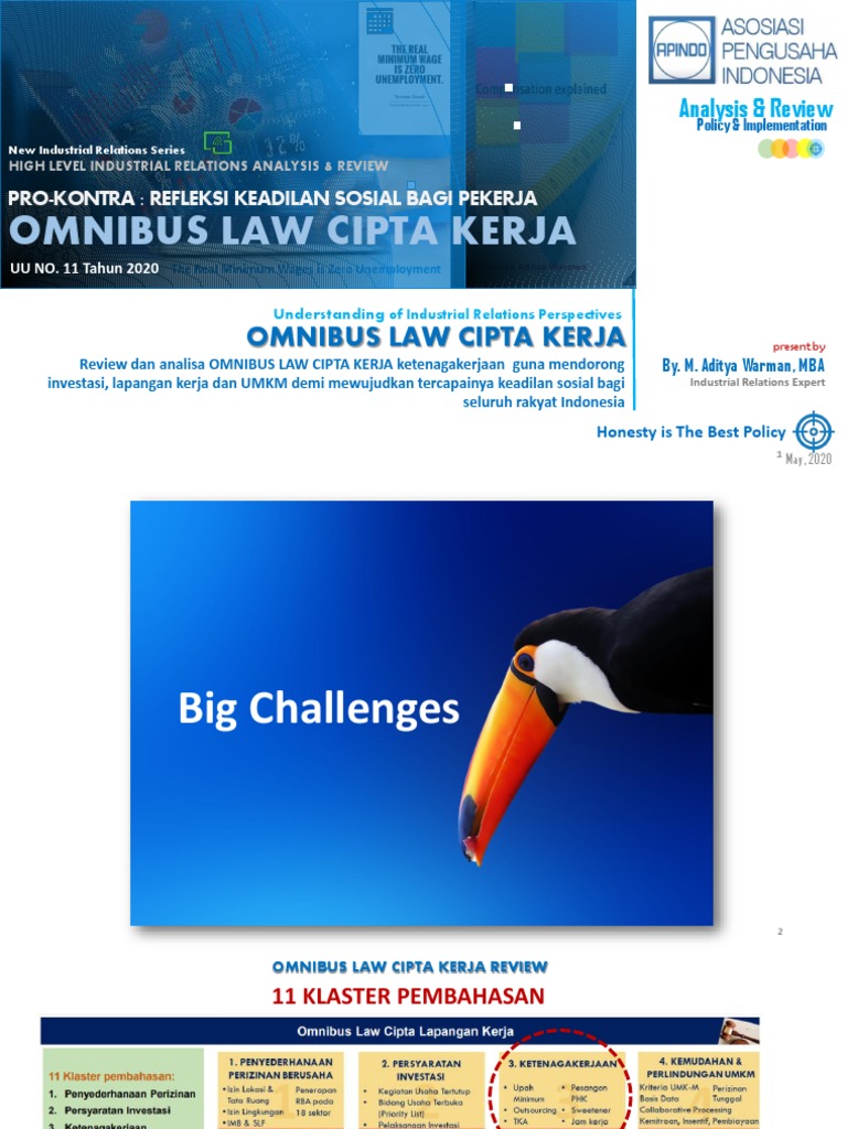 Omnibus Law Cipta Lapangan Kerja For Fri Partisipan2020-Rev2 | PDF