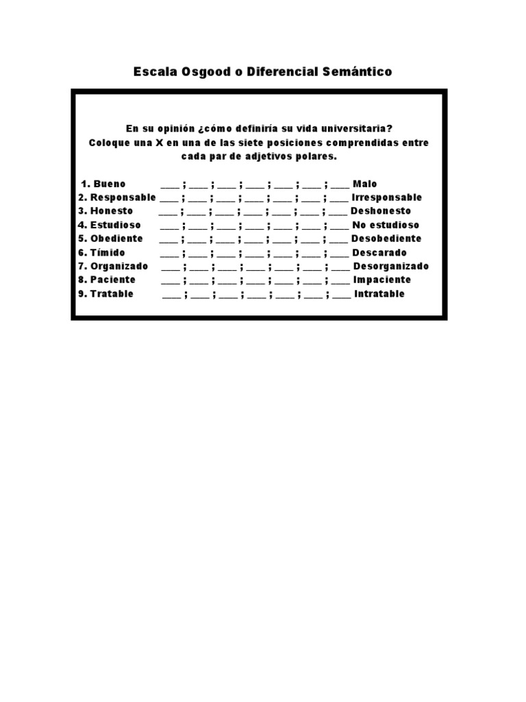 Escala Osgood o Diferencial Semántico | PDF