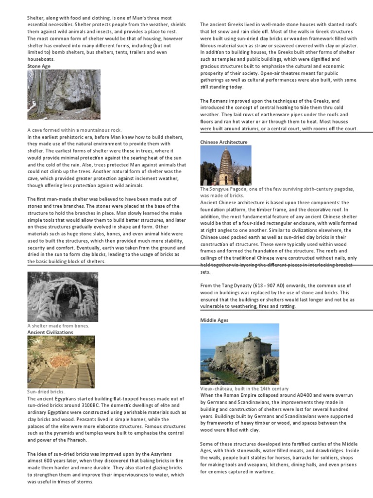 Evolution of Human Shelters Through Ages | PDF | Art | History
