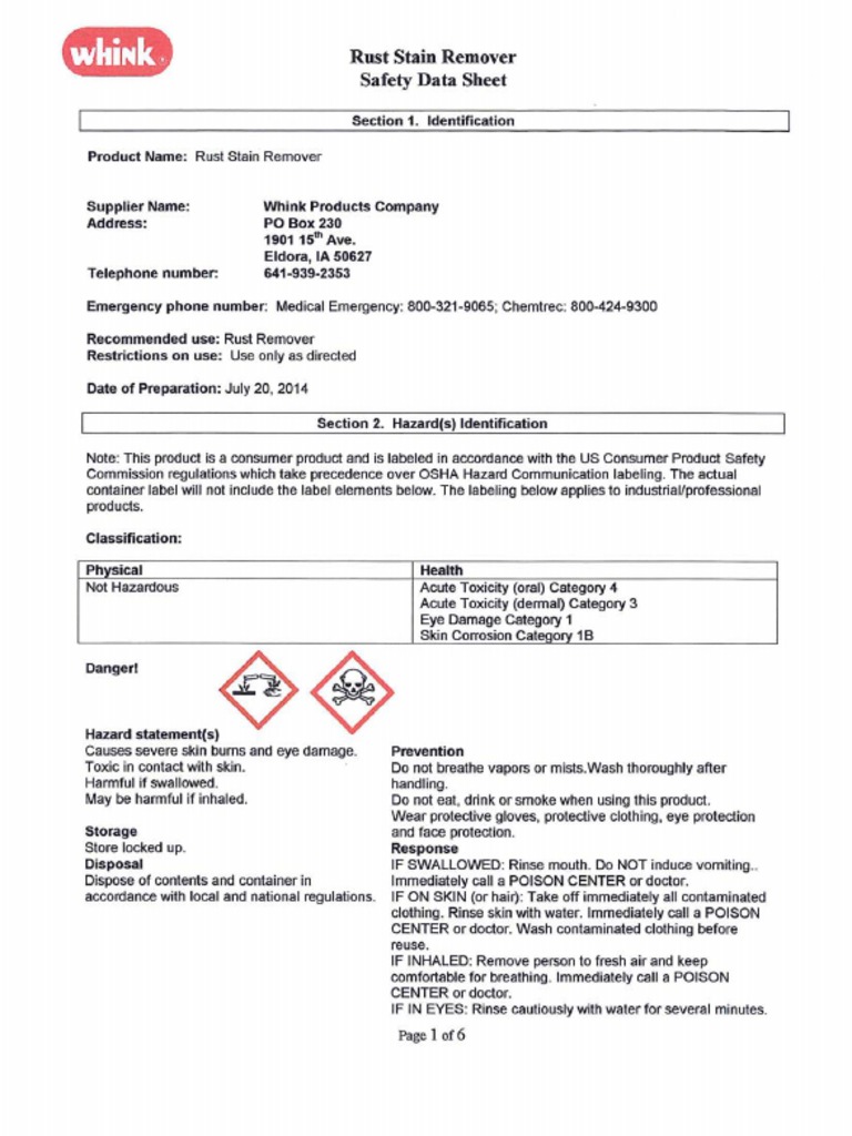 WHINK Rust Stain Remover | PDF