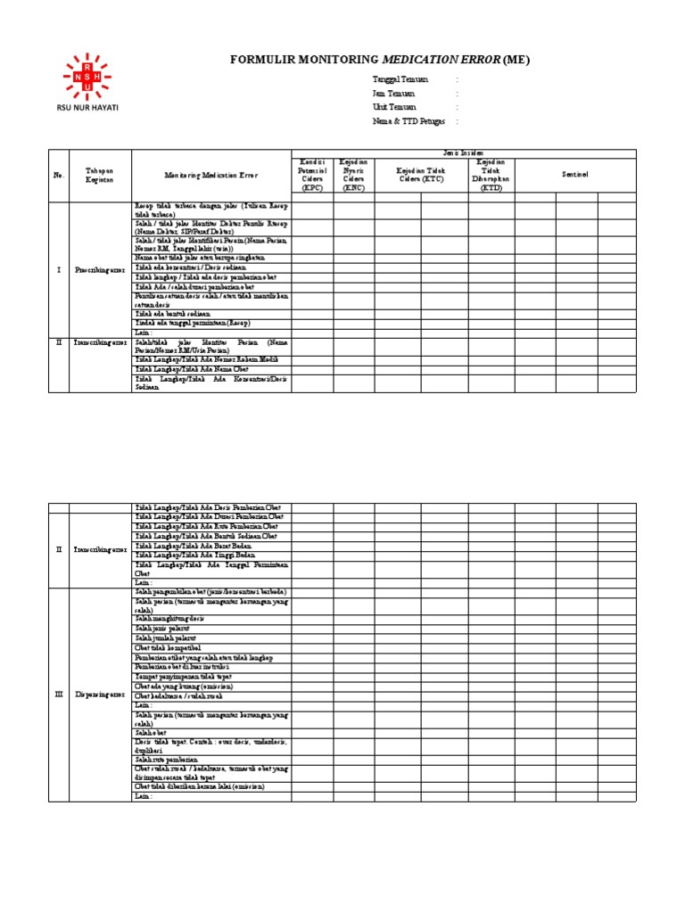 1.5 FORMULIR MONITORING MEDICATION ERROR - New | PDF 1.5 FORMULIR MONITORING MEDICATION ERROR - New | PDF