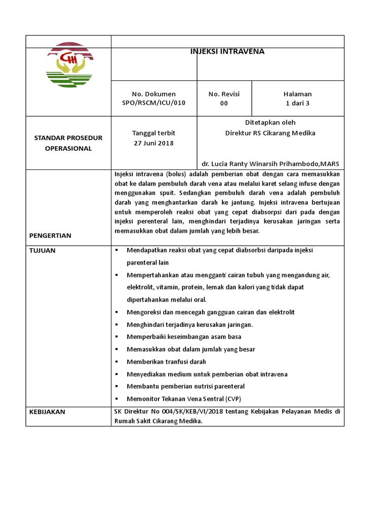 Spo Injeksi Intravena | PDF
