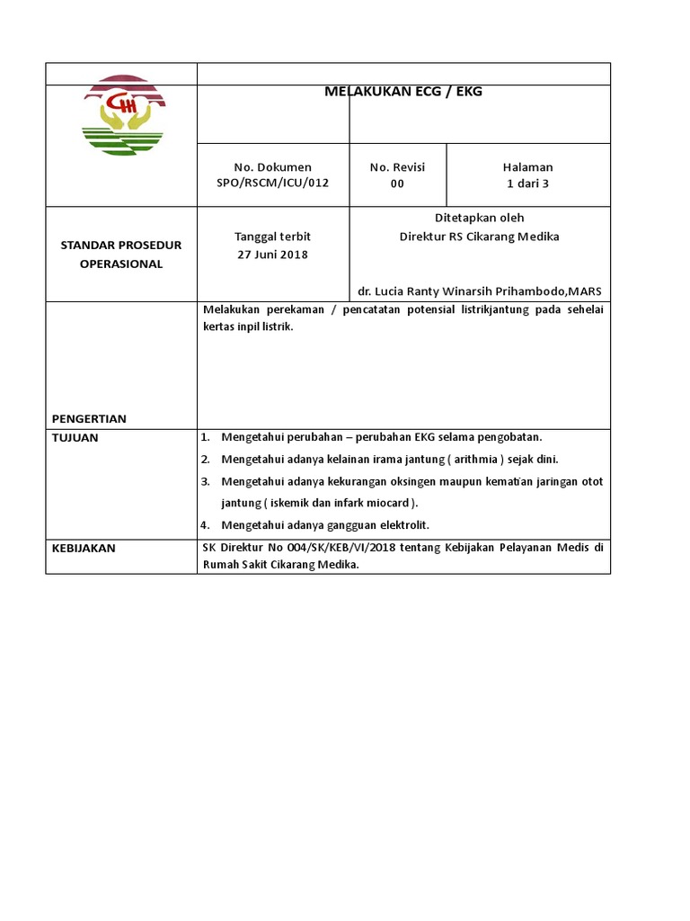 Spo Melakukan Ekg | PDF