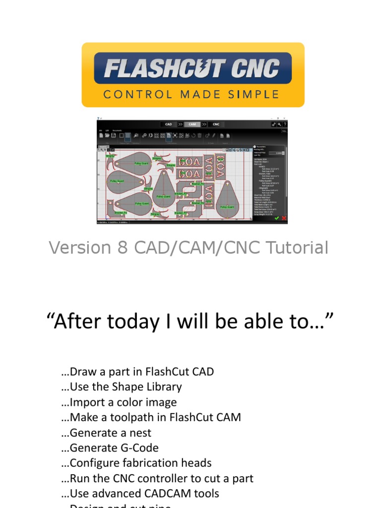 FlashCut V8 CAD-CAM-CNC Tutorial 01-30-2019 | PDF