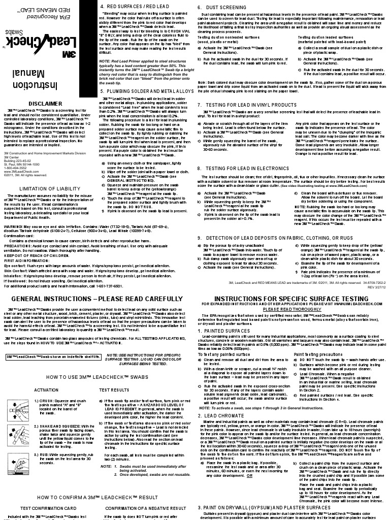 LeadCheck_Swab_Manual | PDF