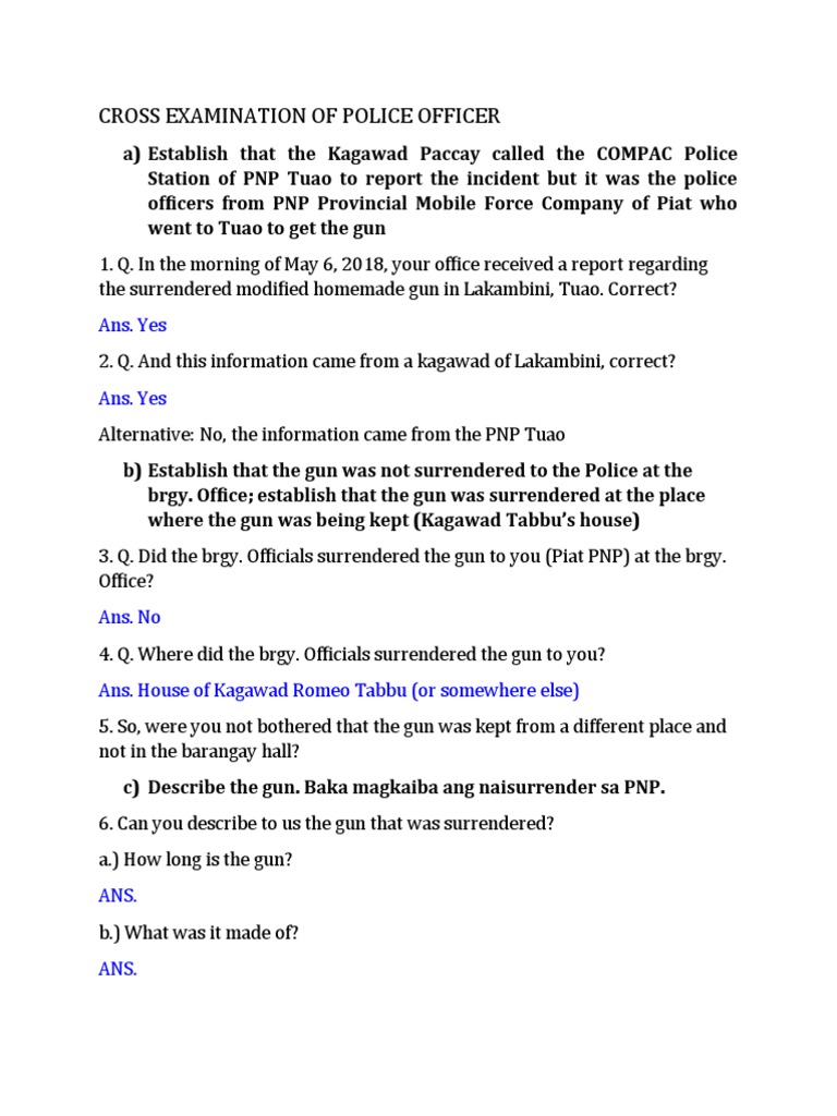 Cross Examination of Police Officer | PDF