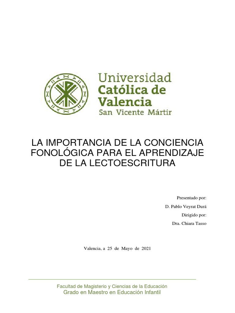 Importancia de La Conciencia Fonologica | PDF | Estudios de idiomas ...